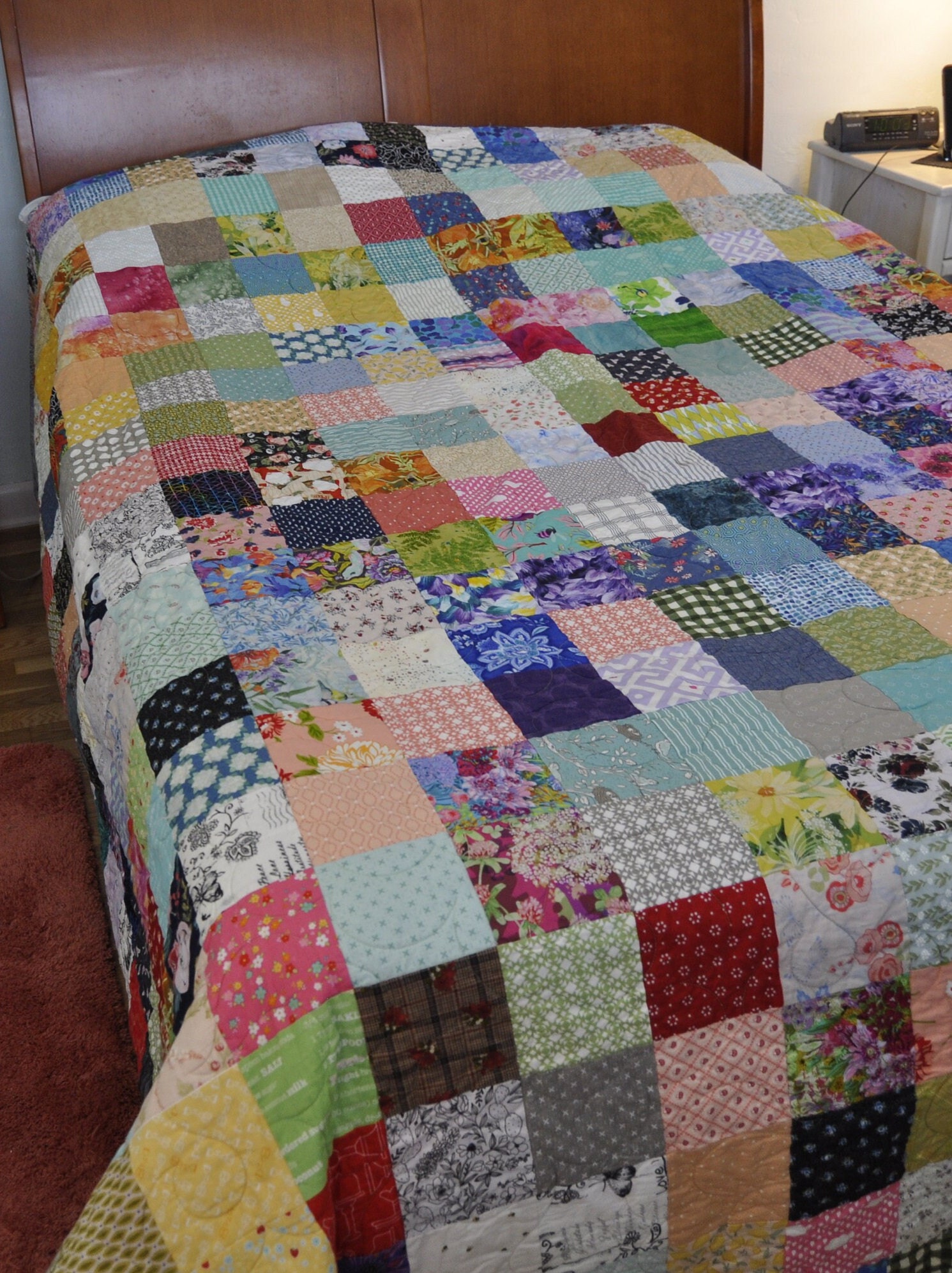 A Handmade Scrappy Quilt With 4.5 Inch Squares - Etsy