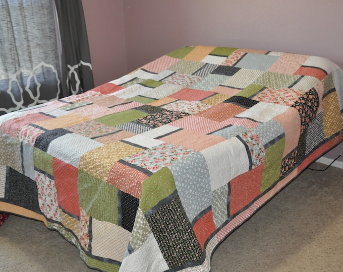 King Size Handmade Peacock One Block Wonder Quilt That is 110 X 116 ...