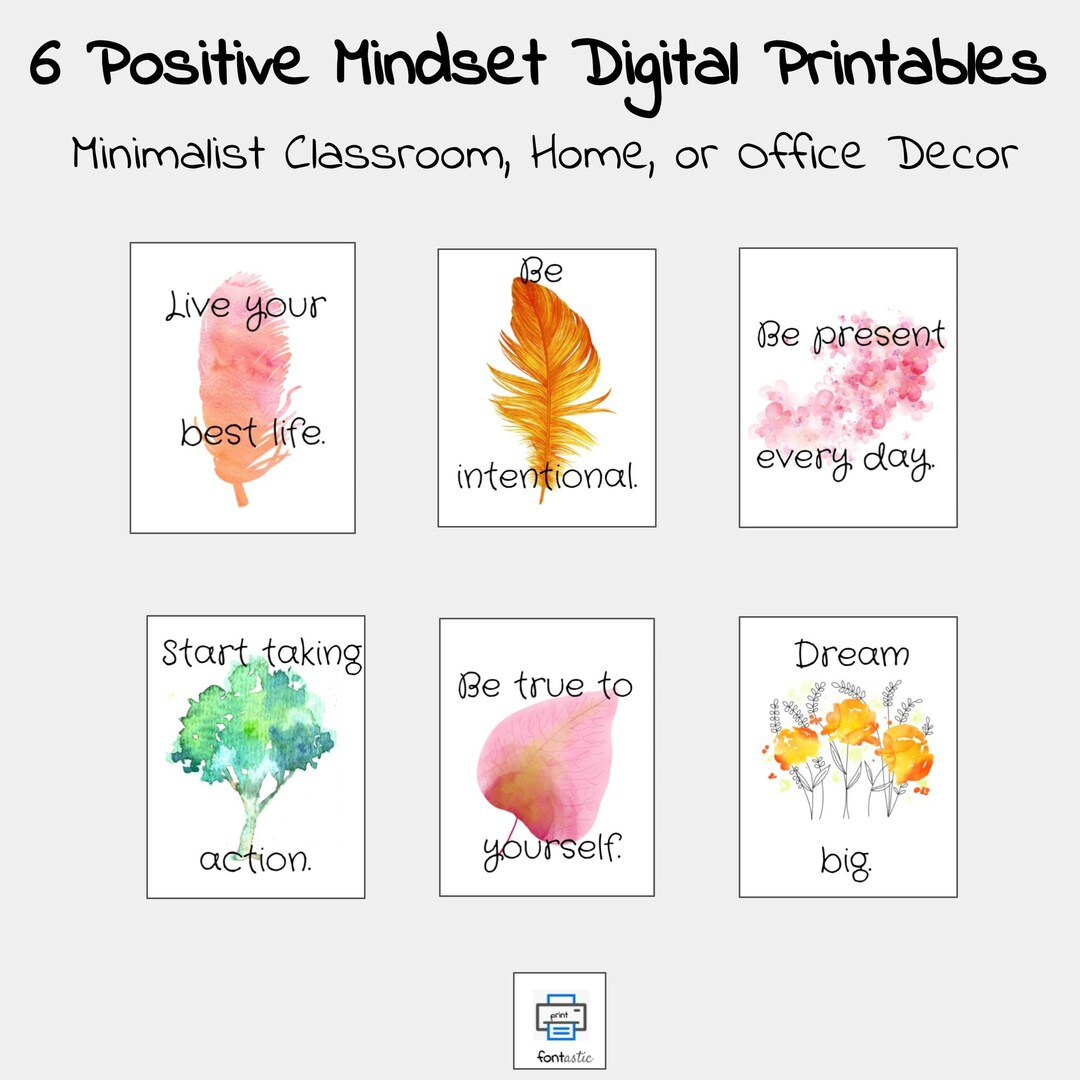 6 Minimalist Positive Mindset Posters New Year's Positive - Etsy