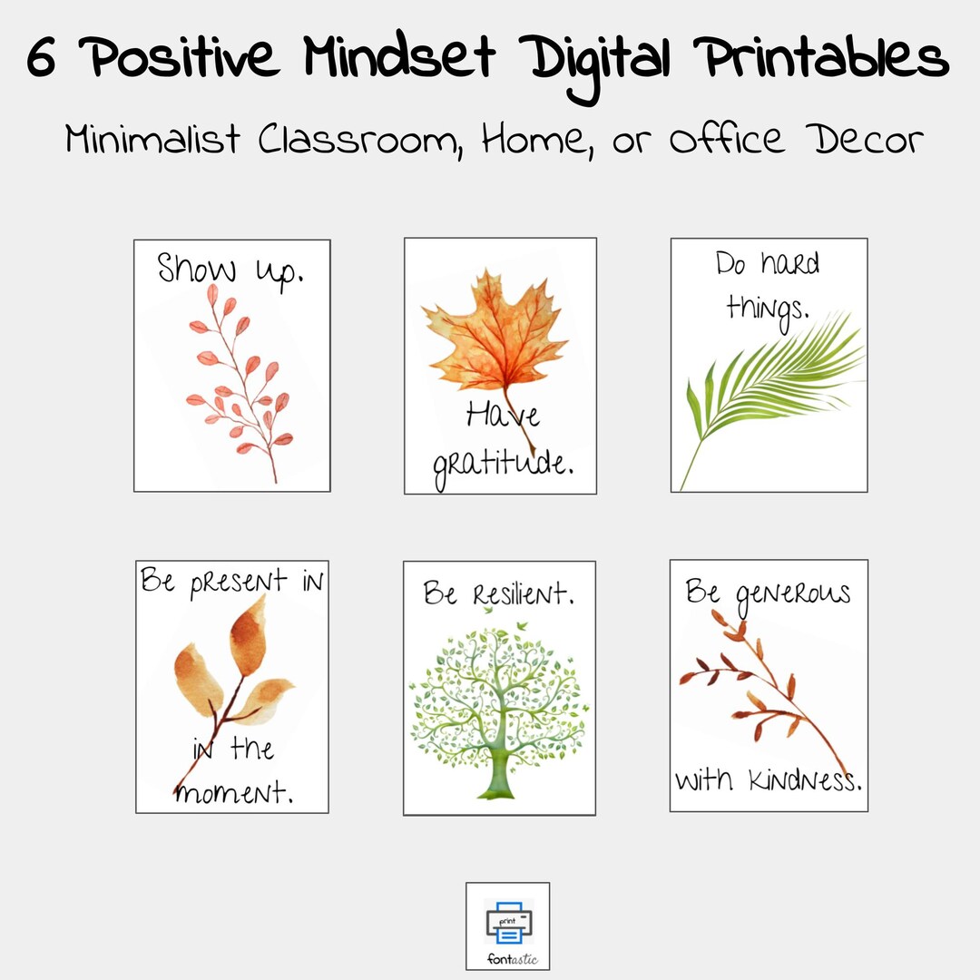 6 Minimalist Positive Mindset Posters, New Year's Positive Affirmations ...