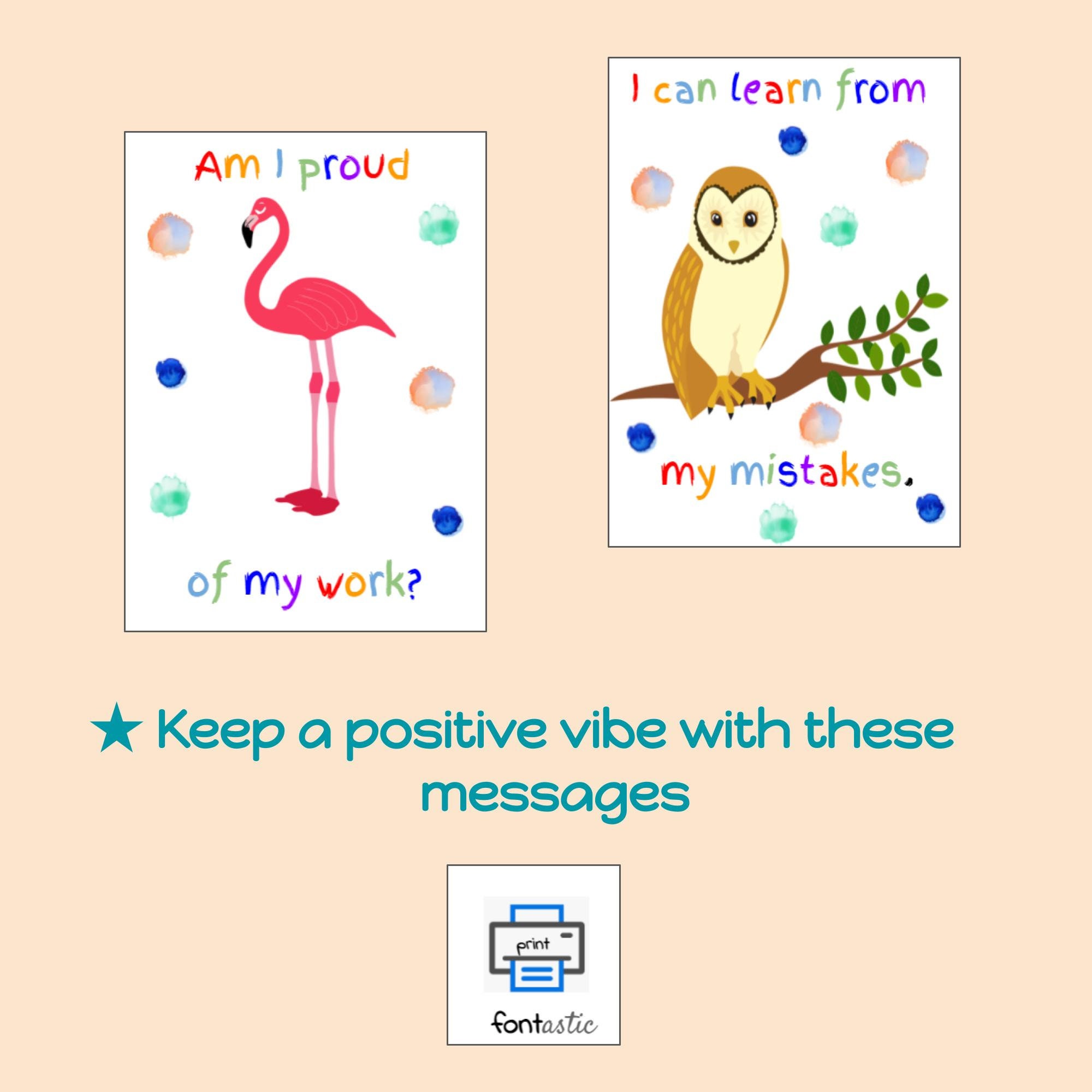 5 Growth Mindset Printable Posters, Digital Download, Animal Wall Decor ...