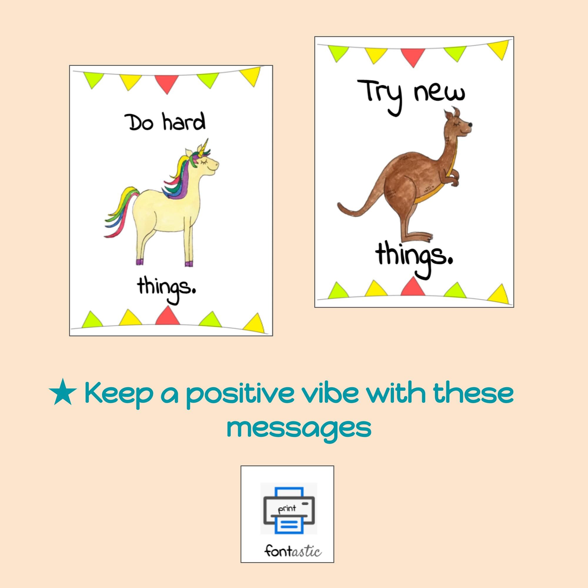 3 Growth Mindset Printable Posters, Cute Animal Art Digital Prints ...