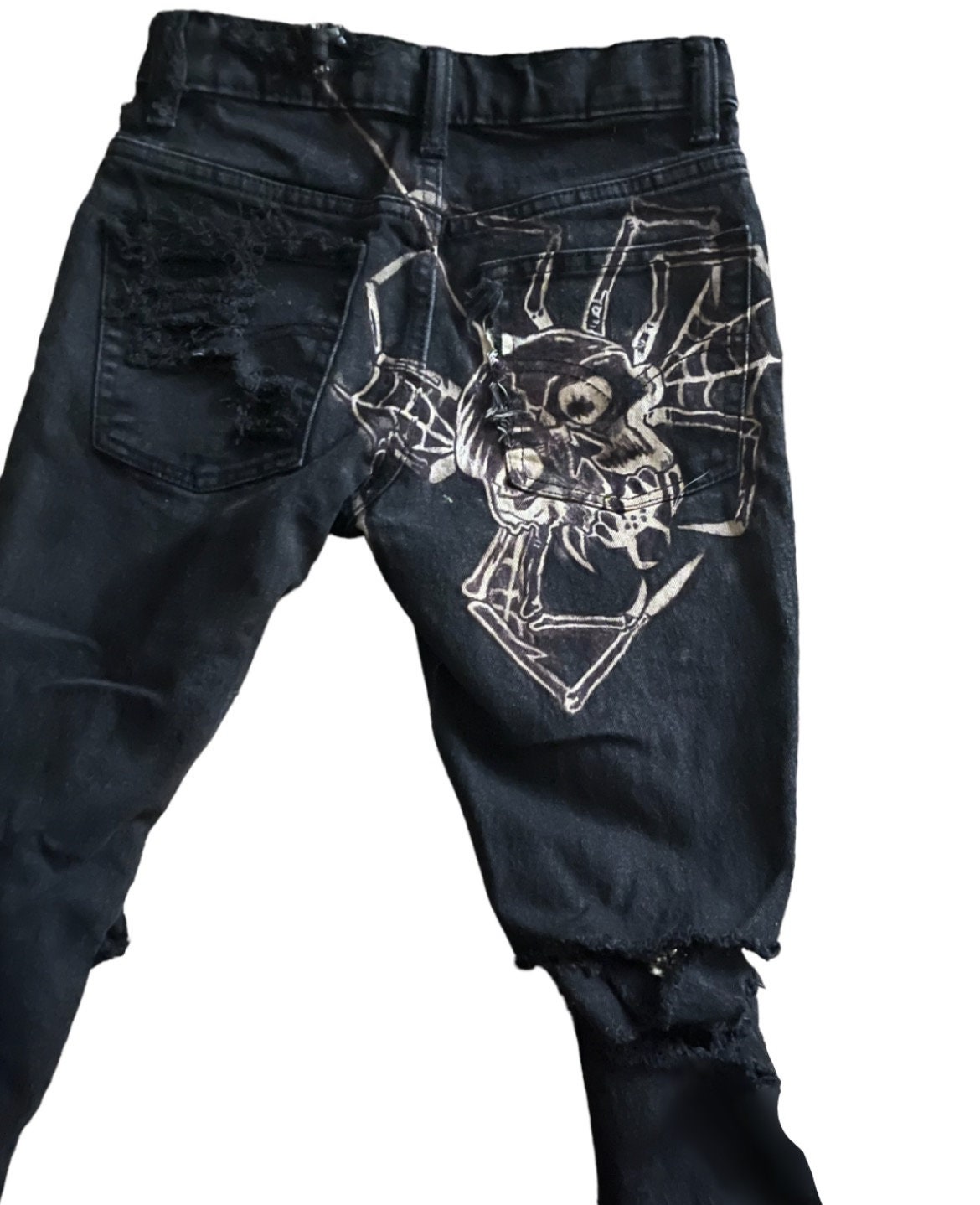Custom Distressed Bleach Doodle Jeans - Etsy