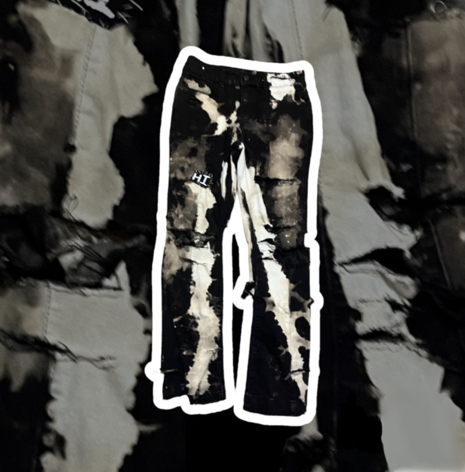 Custom Distressed Patchwork Aesthetic Jeans - Etsy