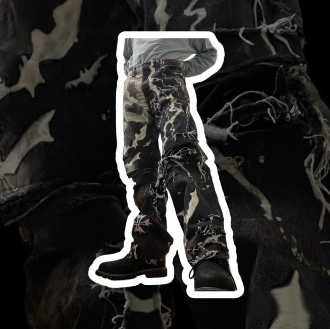 Custom Distressed Bleach Doodle Jeans - Etsy