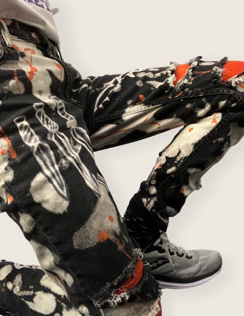 Custom Distressed Patchwork Aesthetic Jeans - Etsy