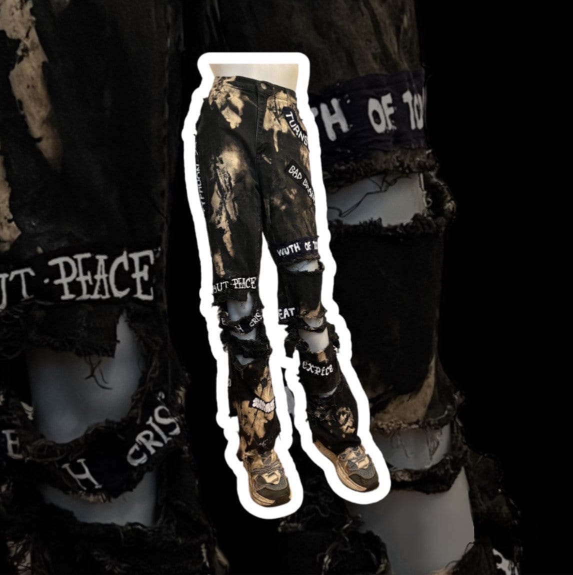 Custom Distressed Patchwork Aesthetic Jeans - Etsy
