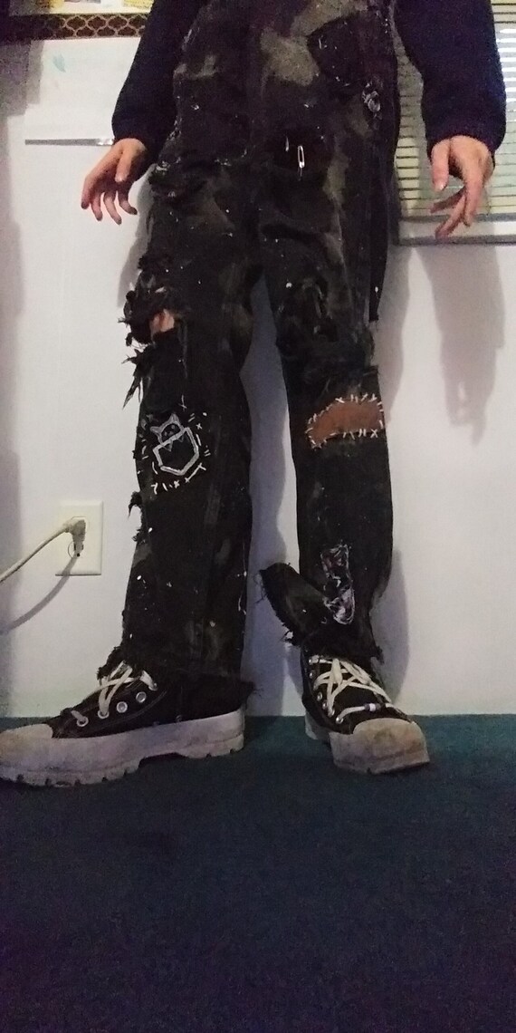 Custom Distressed Patchwork Aesthetic Jeans | Etsy
