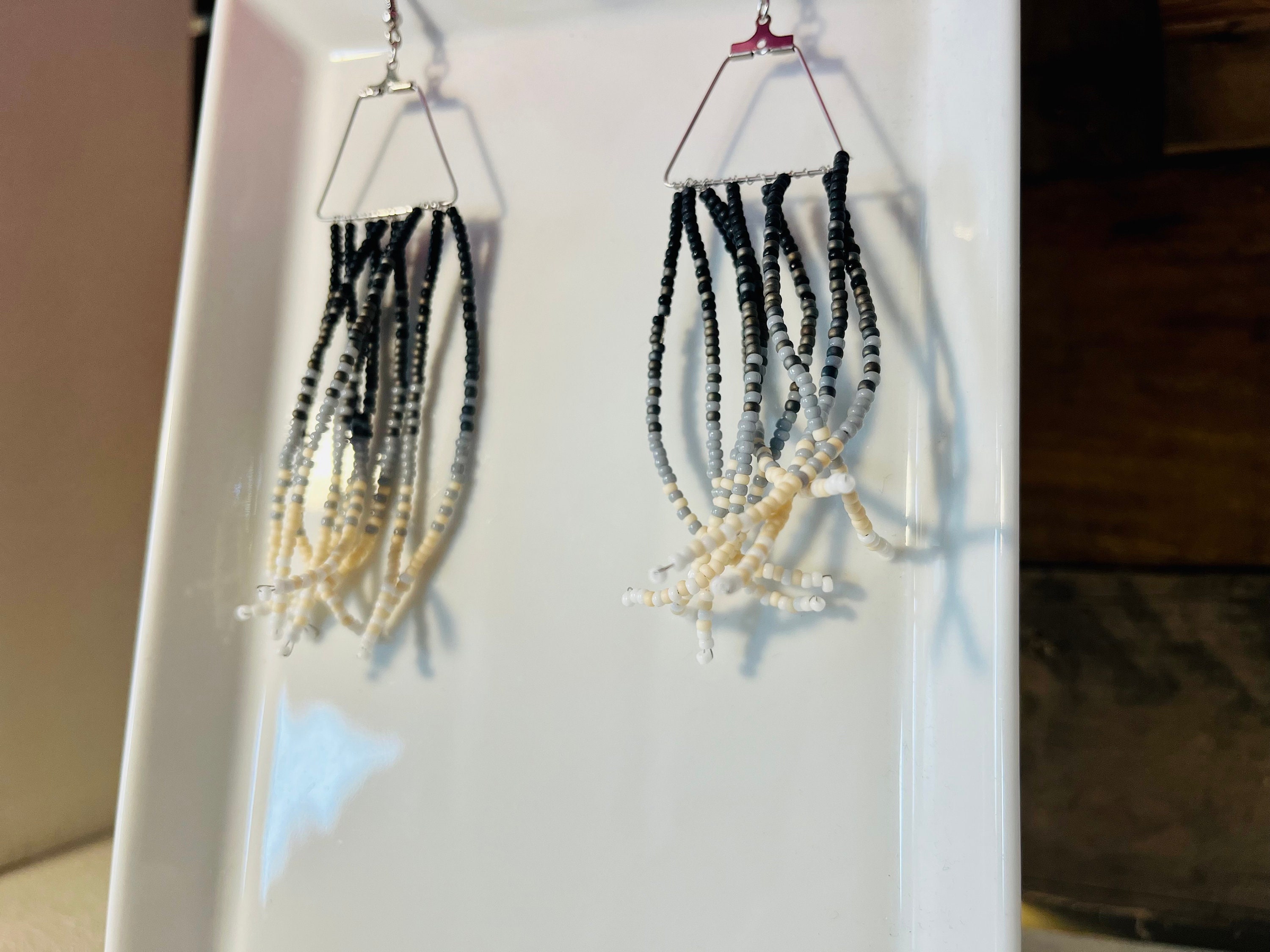 Monochromatic Handmade Alaskan Native Earrings, Native American Style ...