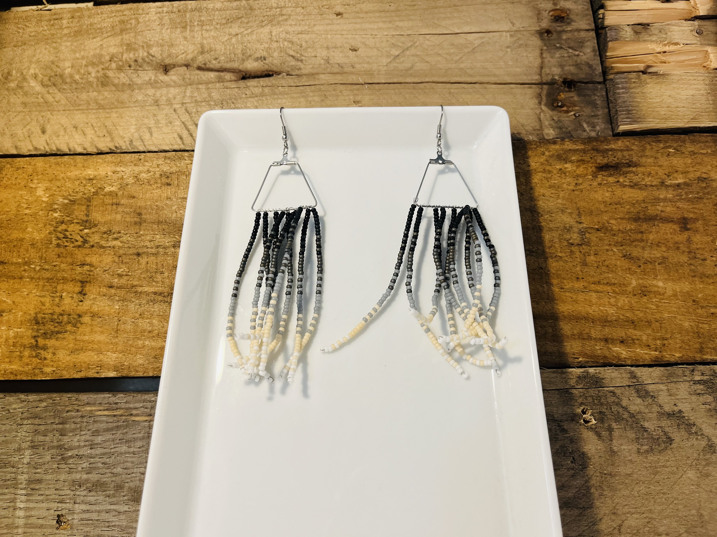 Monochromatic Handmade Alaskan Native Earrings, Native American Style ...