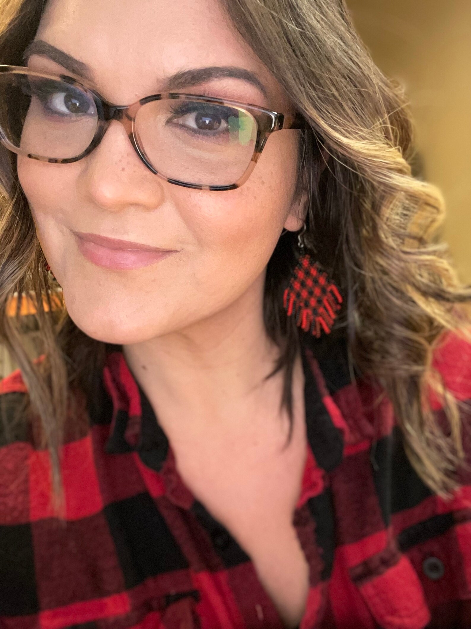 Red Buffalo Plaid - Handmade Alaskan Native Earrings, Native American ...