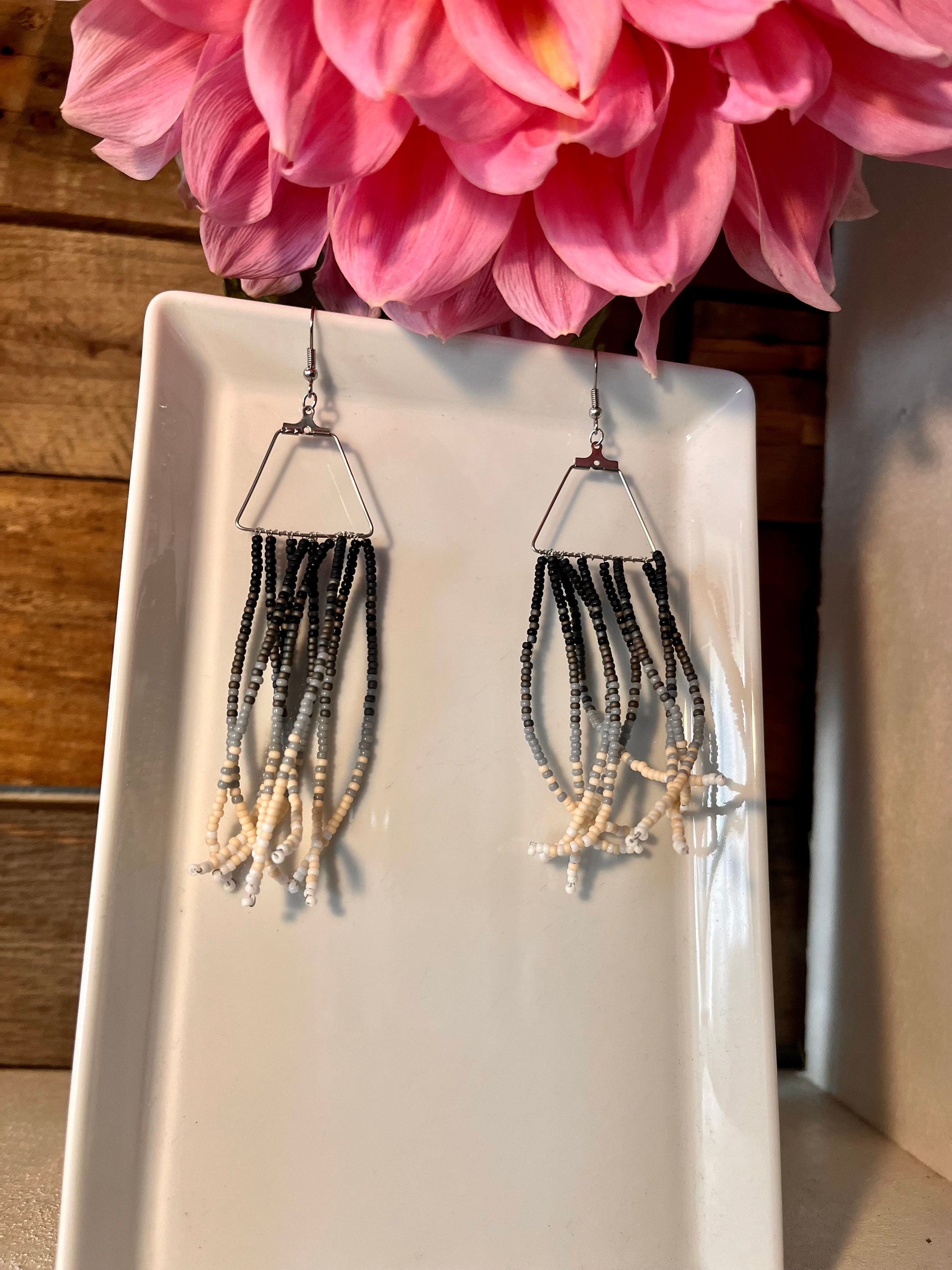 Monochromatic Handmade Alaskan Native Earrings, Native American Style ...