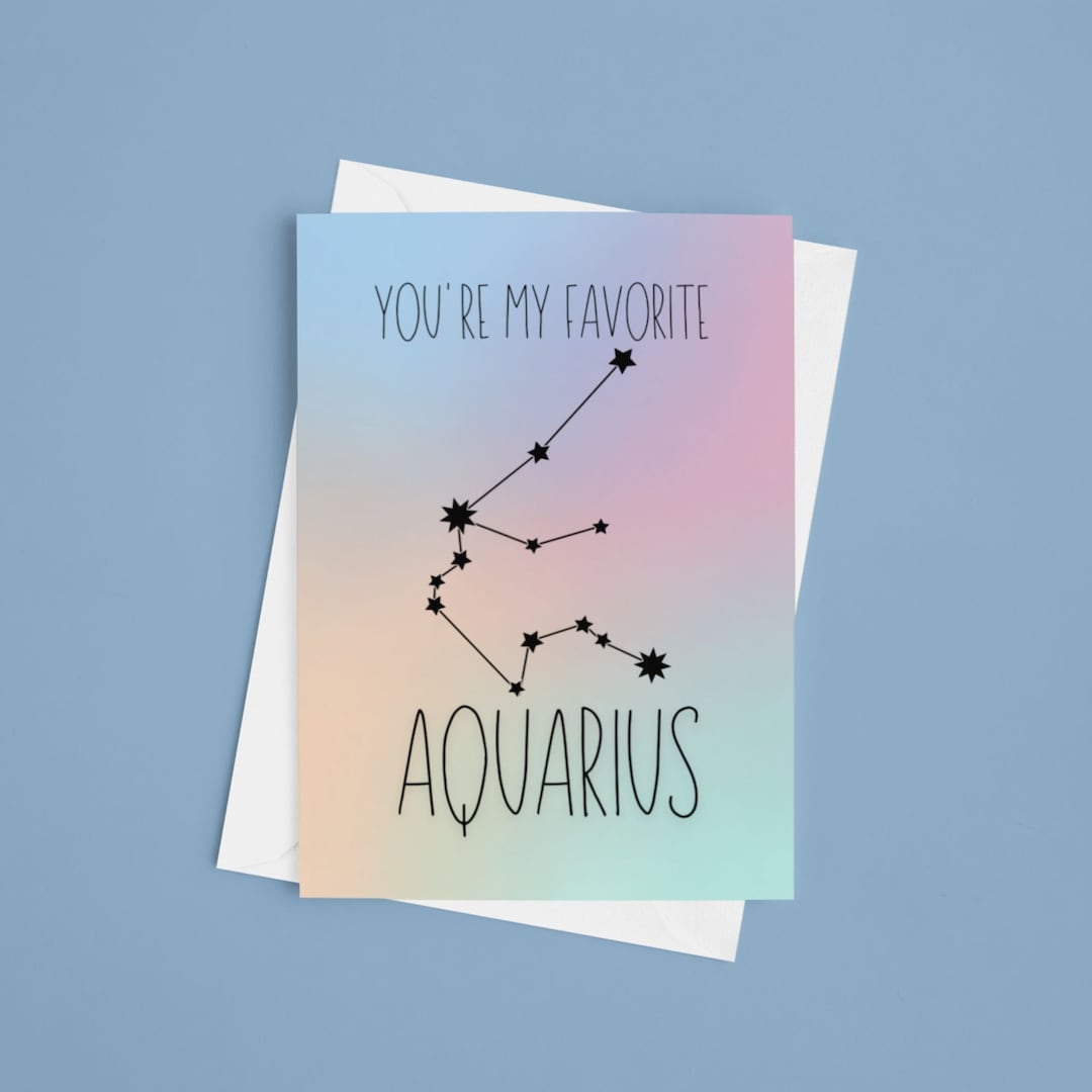 Aquarius Birthday Card Aquarius Zodiac Card Aquarius - Etsy