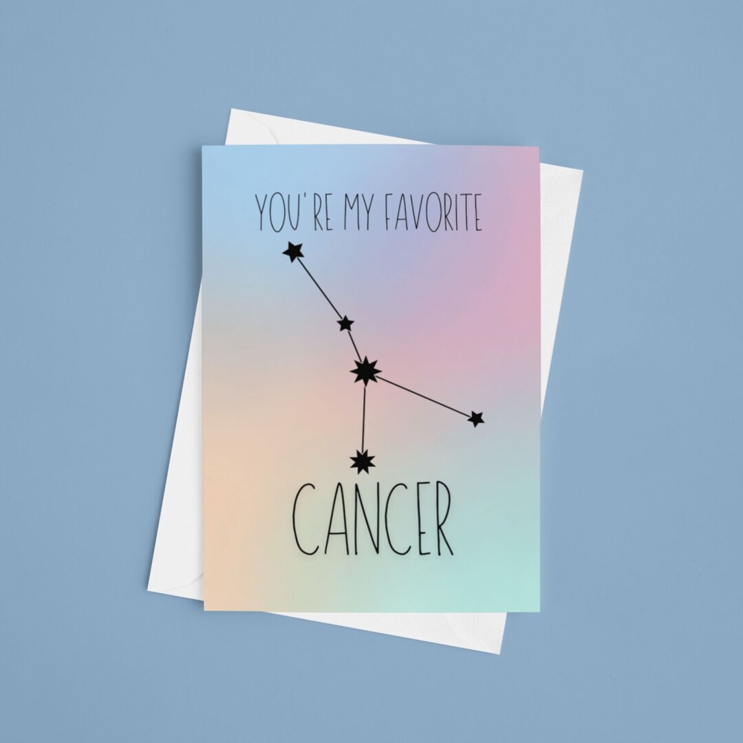 Cancer Birthday Card, Cancer Zodiac Card, Cancer Greeting Card, Cancer ...