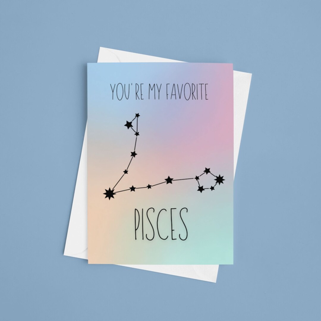 Pisces Birthday Card, Pisces Zodiac Card, Pisces Greeting Card, Pisces ...