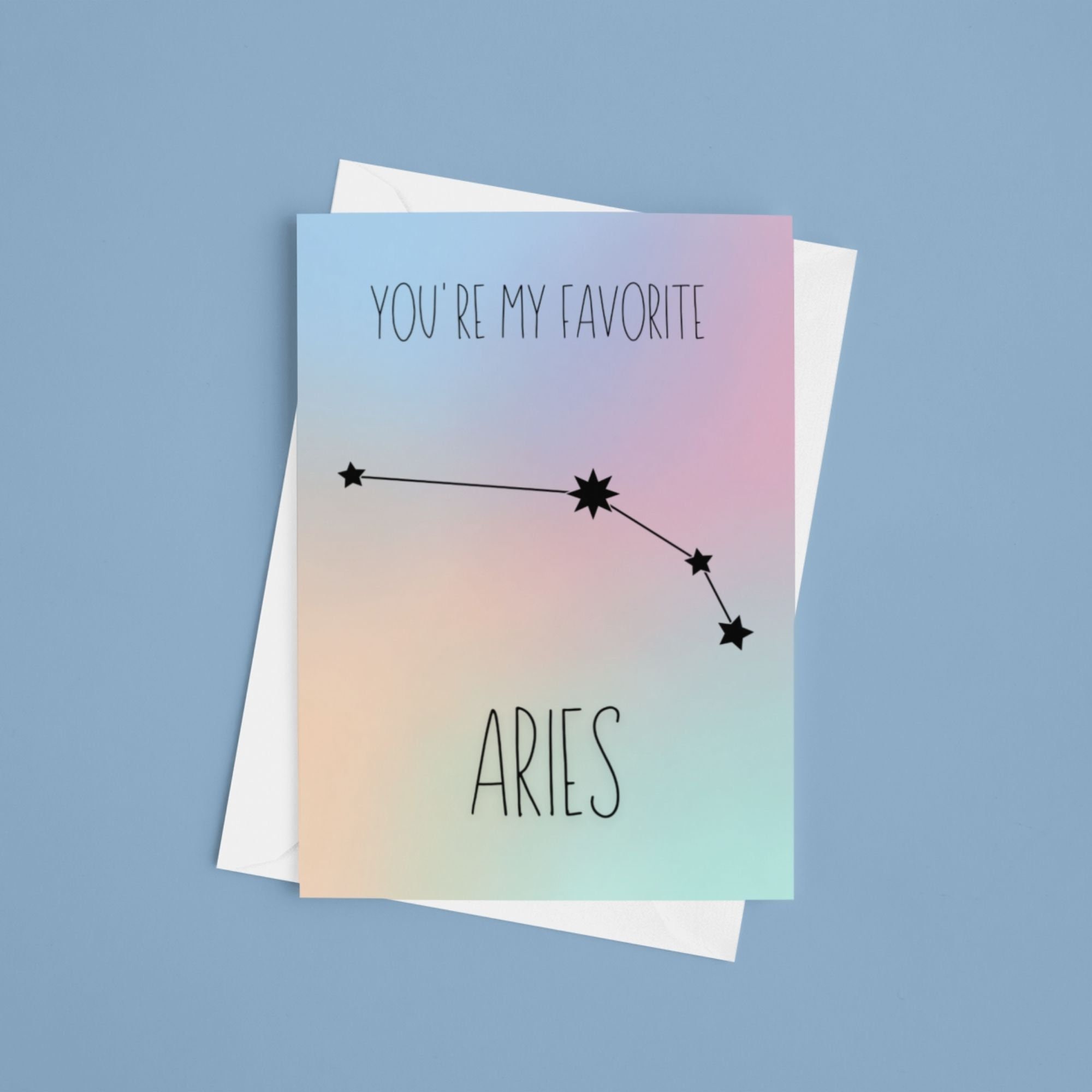 Aries Birthday Card, Aries Zodiac Card, Aries Greeting Card, Aries Note ...