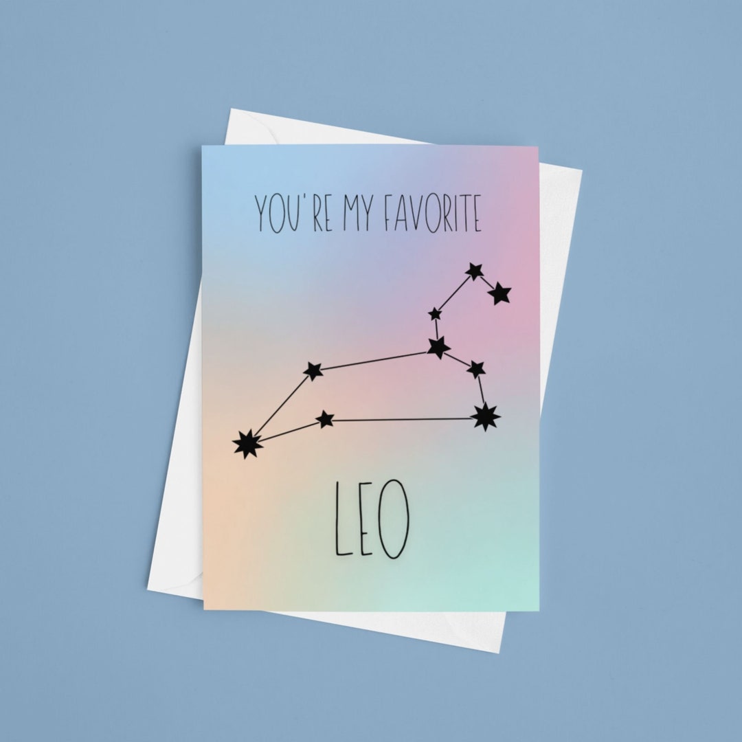 Leo Birthday Card, Leo Zodiac Card, Leo Greeting Card, Leo Note Card ...