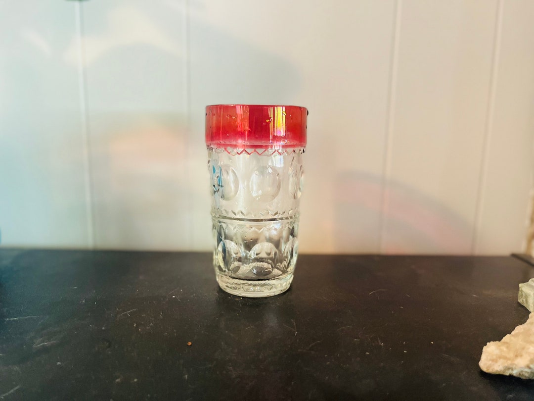 Vintage Ruby Red Thumbprint Tumbler Glass - Etsy