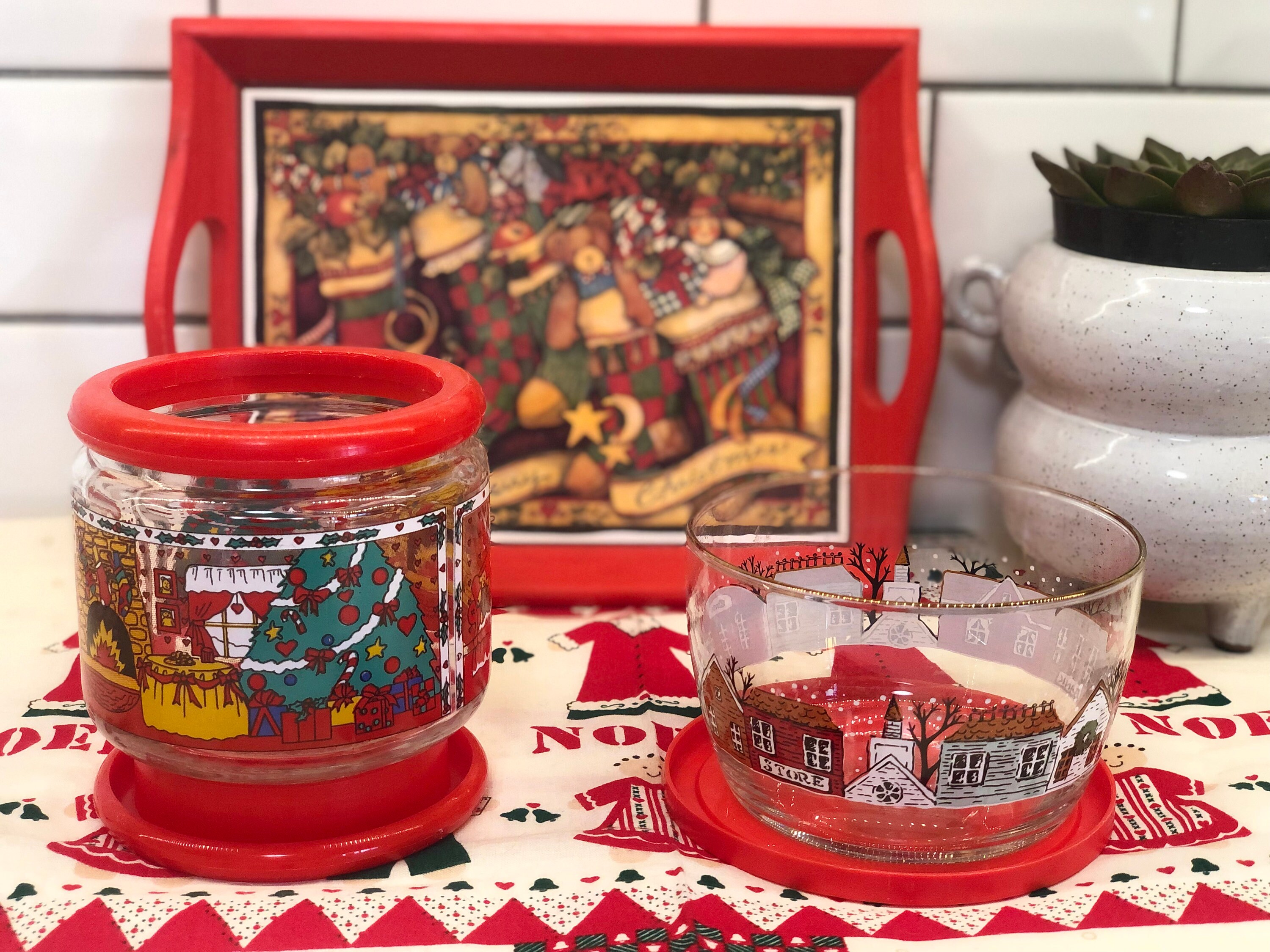Holiday Themed Lidded Glass Containers - Etsy
