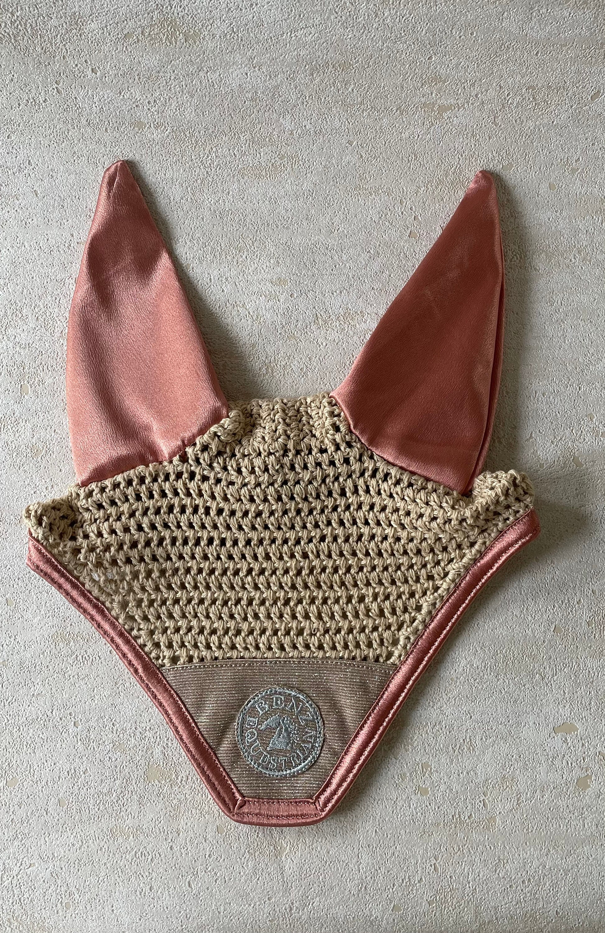 Shimmer Rosegold Pink Fly Veil Hat Ears Luxury Bonnet Pony Cob - Etsy