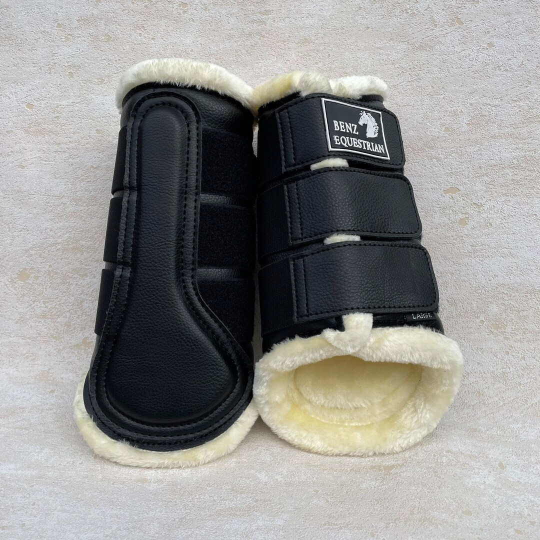 Black Brushing Boots Turnout Tendon Protection Dressage Competition ...