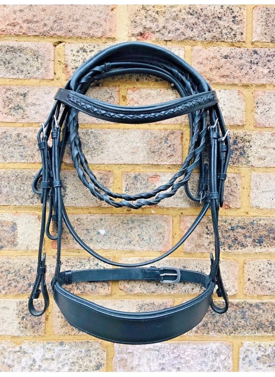 Anatomical Working Hunter Leather Bridle Cavesson Padded Cutaway ...
