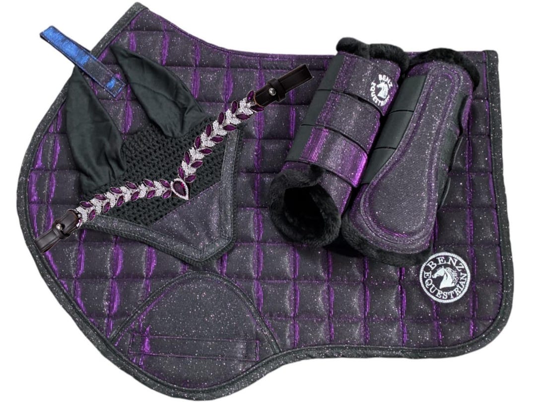 Color Changing Saddle Pad Set: Black to Purple Violet Shimmer, Crystal ...