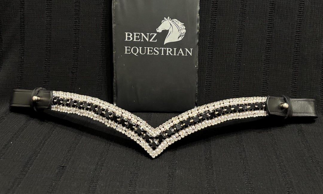 Pearl & Crystals Silver Clear V Shape Quick Snap Browband for Horse in ...