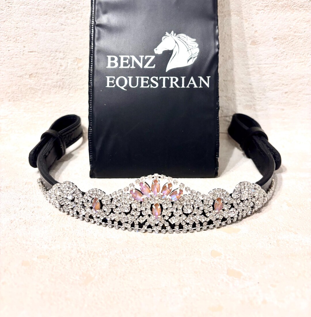 Pink Unicorn Crystal Horse Crown Tiara Browband: Black & Brown Leather ...