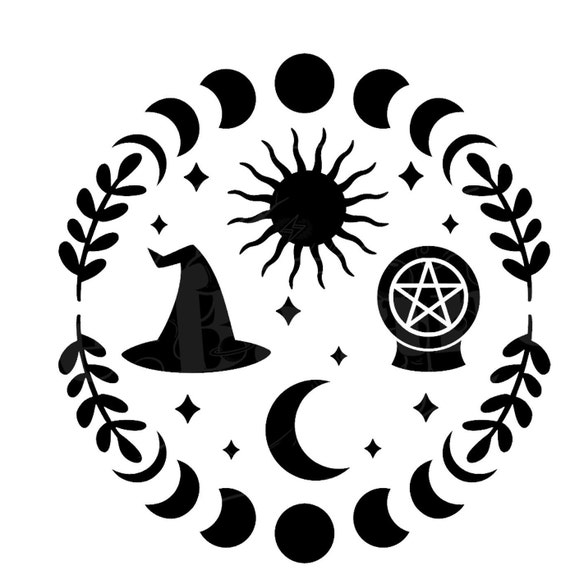 Mystical Witch Moon Phases Wreath Wicca Vinyl Decal Stickers - Etsy