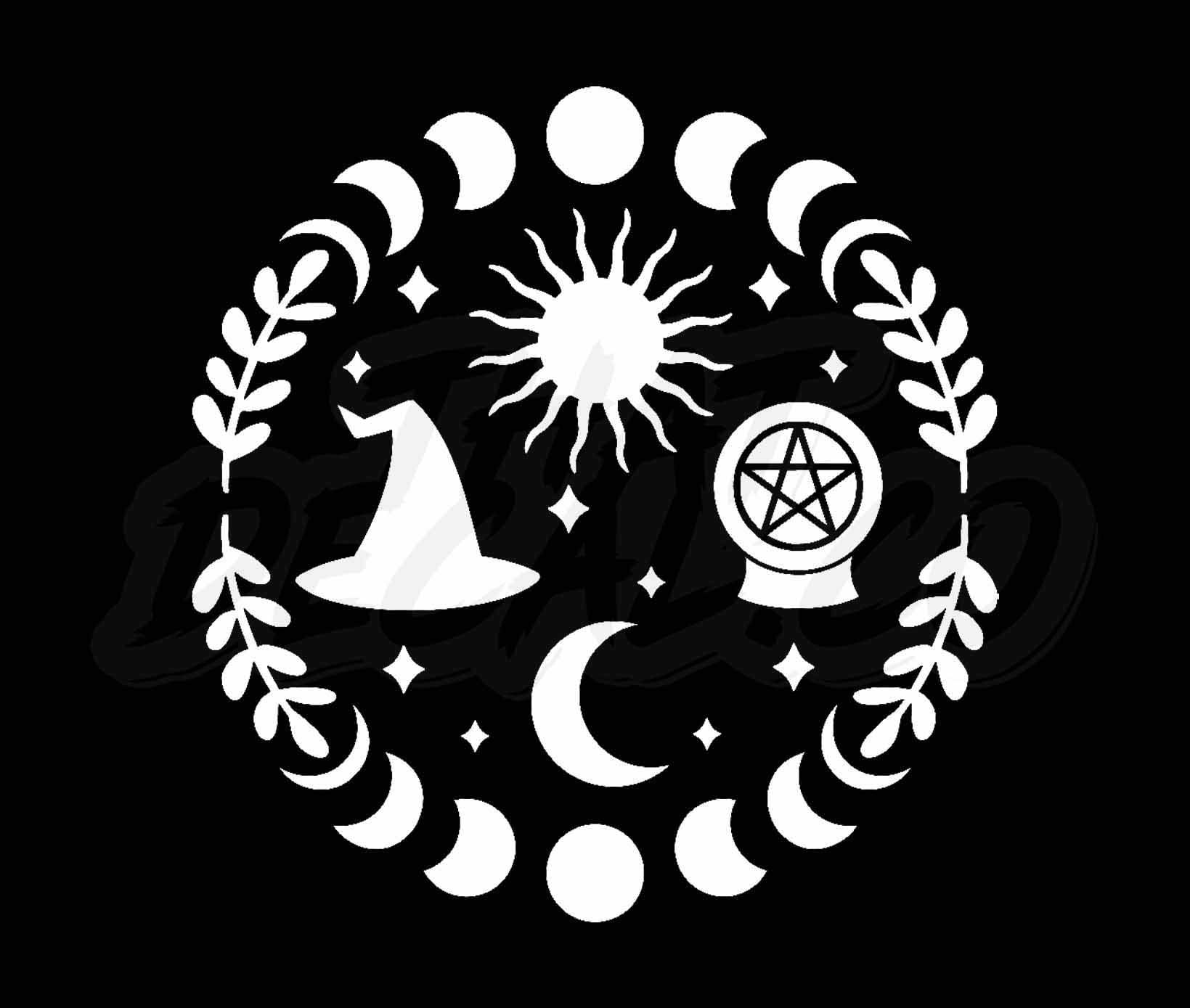Mystical Witch Moon Phases Wreath Wicca Vinyl Decal Stickers - Etsy