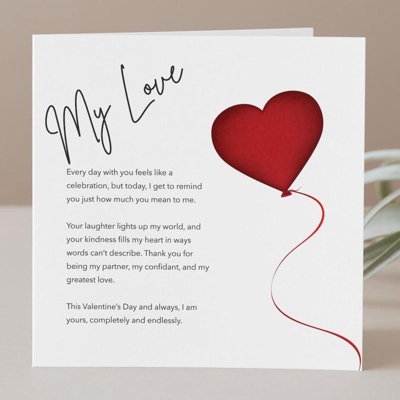 Valentine's Day Poem Card – Heartfelt Romantic Love Note - Etsy UK