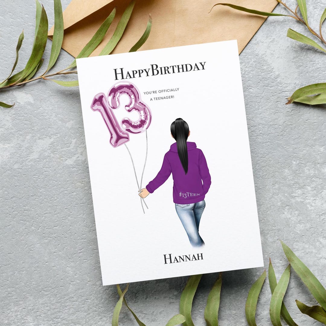Happy 13th Birthday Card for Teenage Girl - Cute and Colourful Design ...