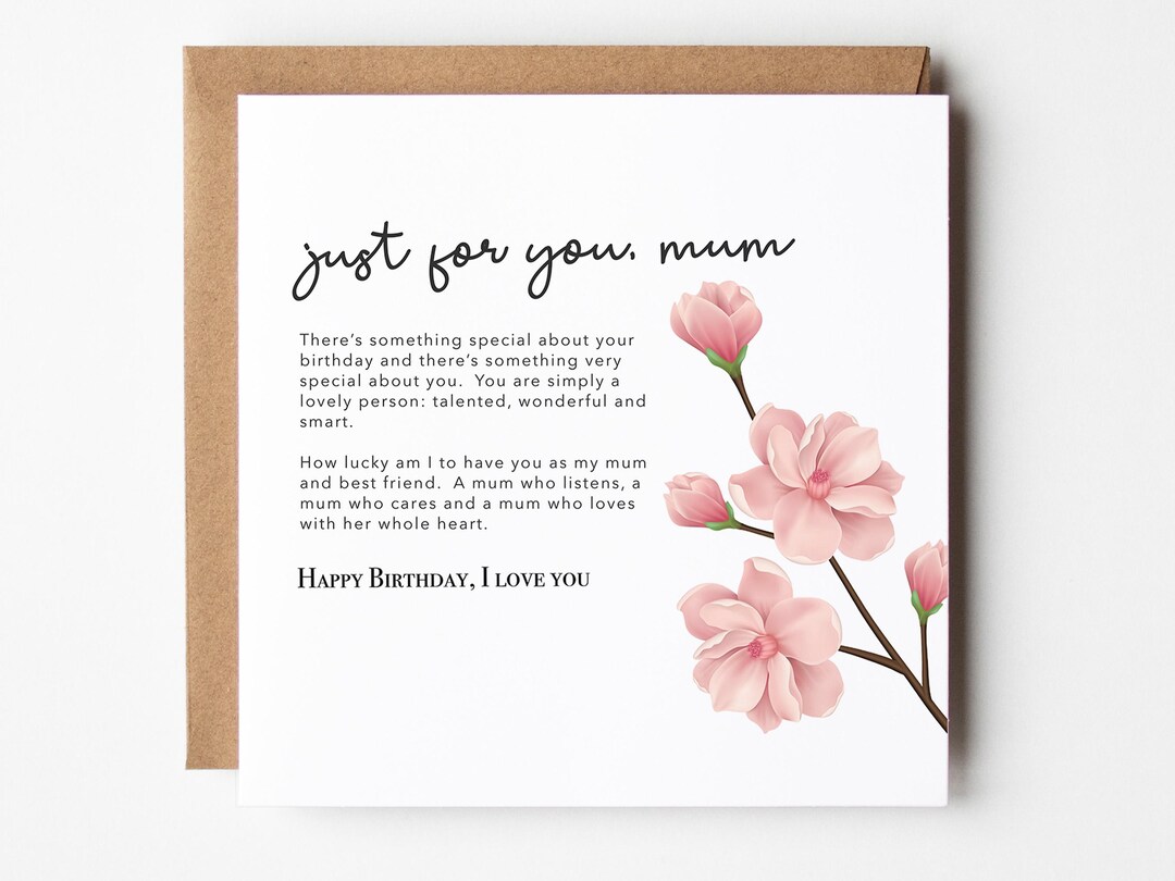 Sentimental Birthday Card With Poem for Mum, Special Mum Card – A ...