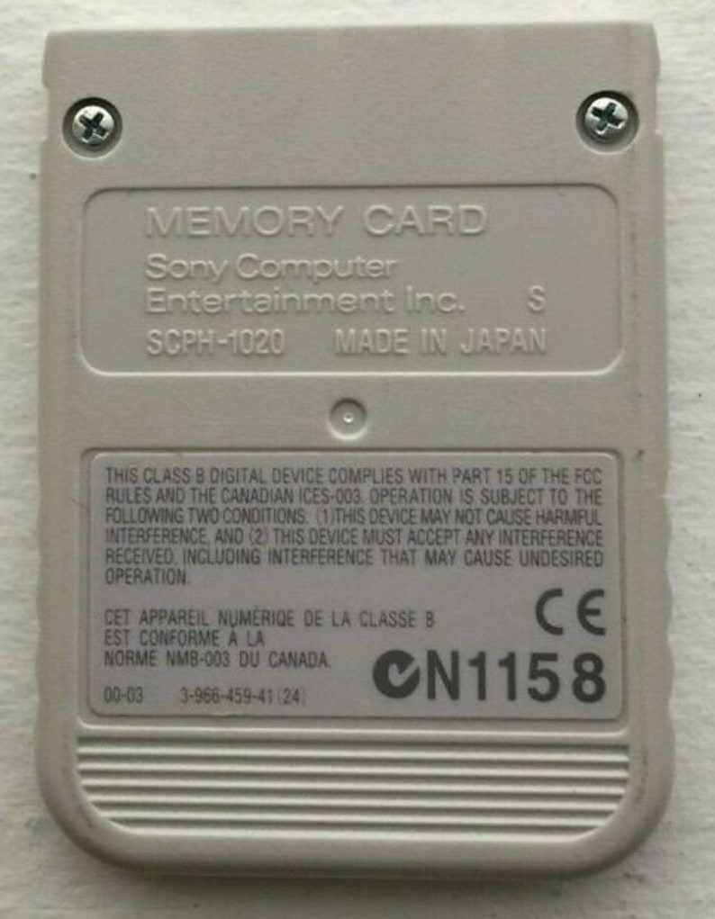 Authentic Sony Playstation 1 Official PS1 Memory Card SCPH-1020 - GRAY ...
