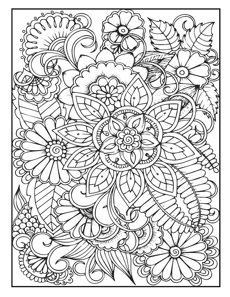 100 PAGES Adult Coloring Pages - Etsy