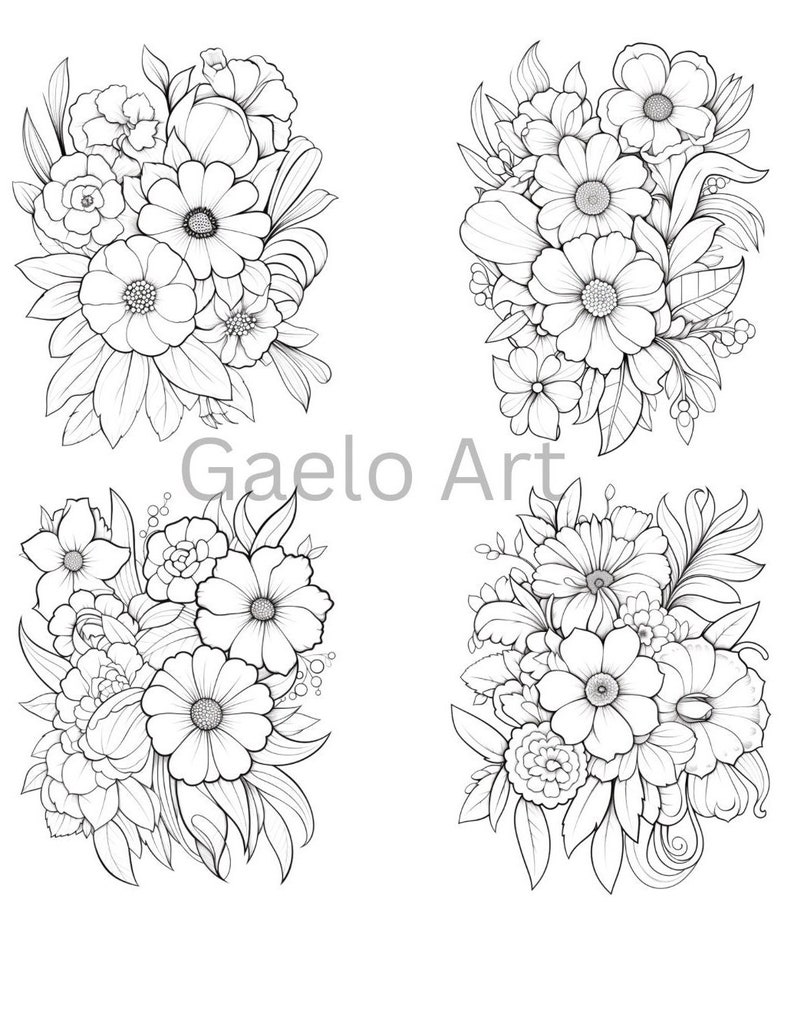 100 Floral Adult Coloring Pages Etsy