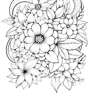 100 Floral Adult Coloring Pages - Etsy