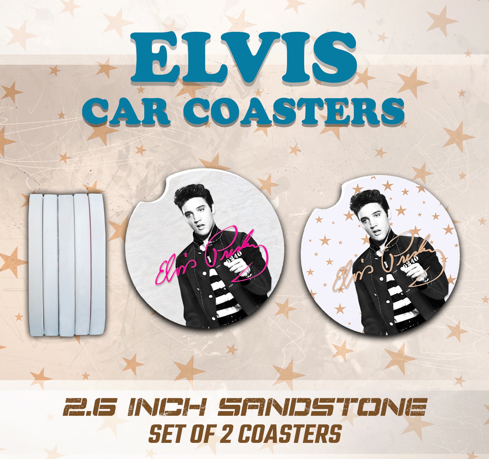 Elvis Car Coasters, Elvis Accessories, Elvis Car Coaster, Elvis Gifts ...