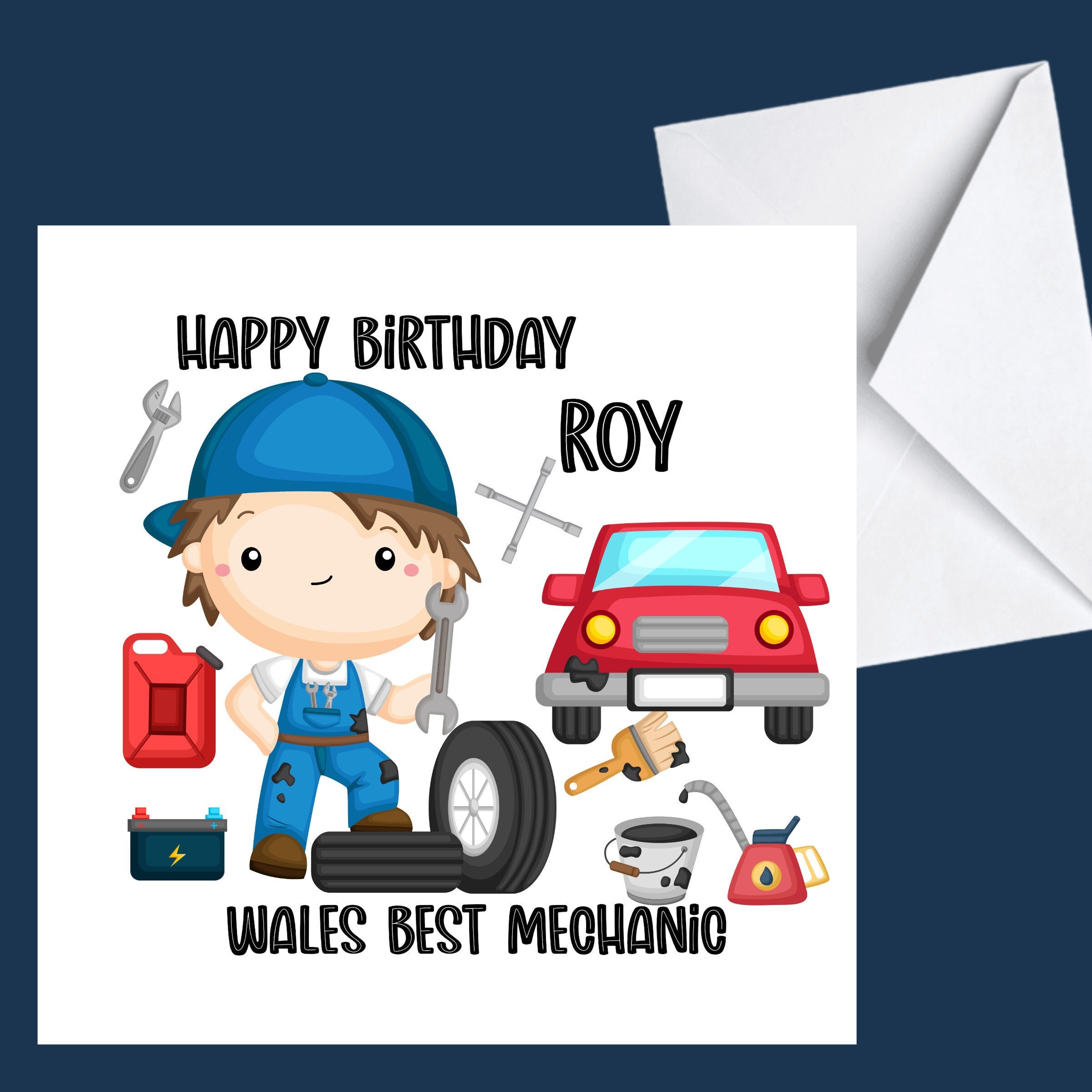 Personalised Mechanic Birthday Card Son Husband Dad Grandson Brother ...