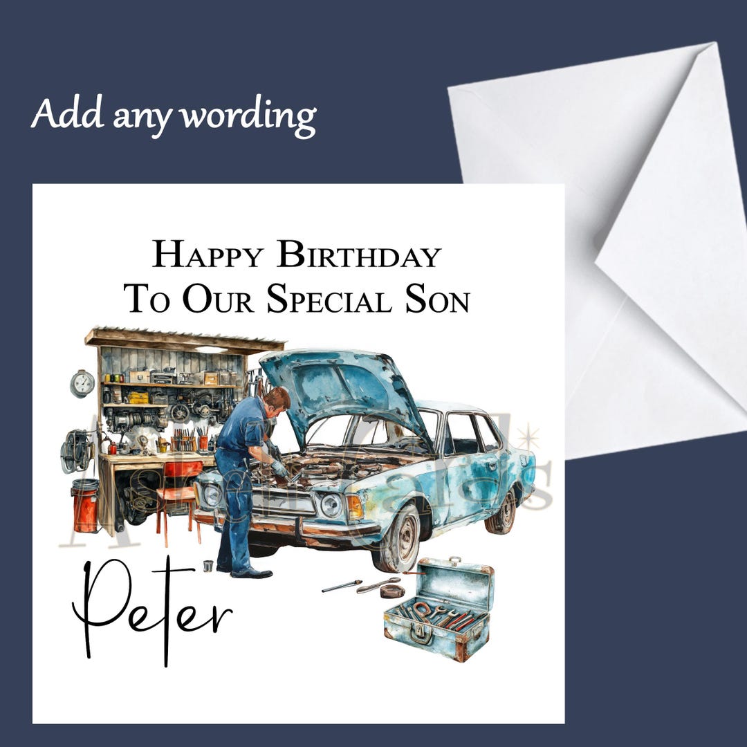 Personalized- Mechanic- Birthday Card- Car Repair- Greeting- Engineer ...