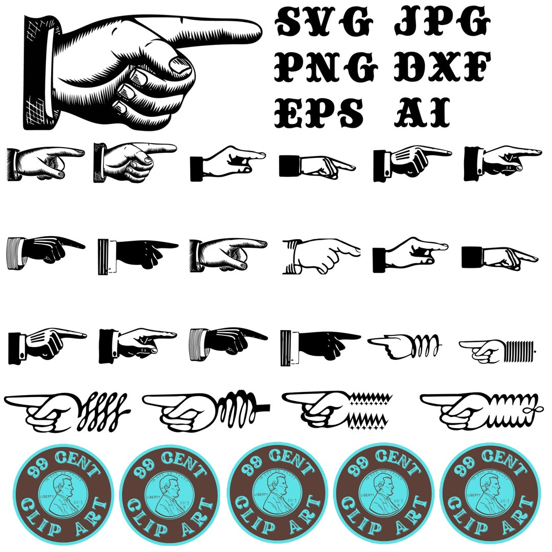 Retro Hands SVG Bundle: Classic Pointing Finger Designs - Etsy