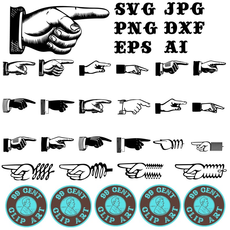 Retro Hands SVG Bundle: Classic Pointing Finger Designs - Etsy