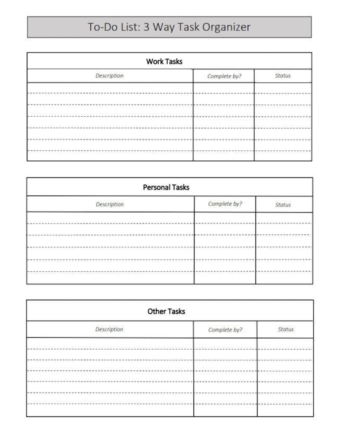 Three-way Task Organizer - Etsy