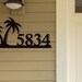 Metal House Numbers With Modern Pine Trees Custom Outdoor Address Sign ...