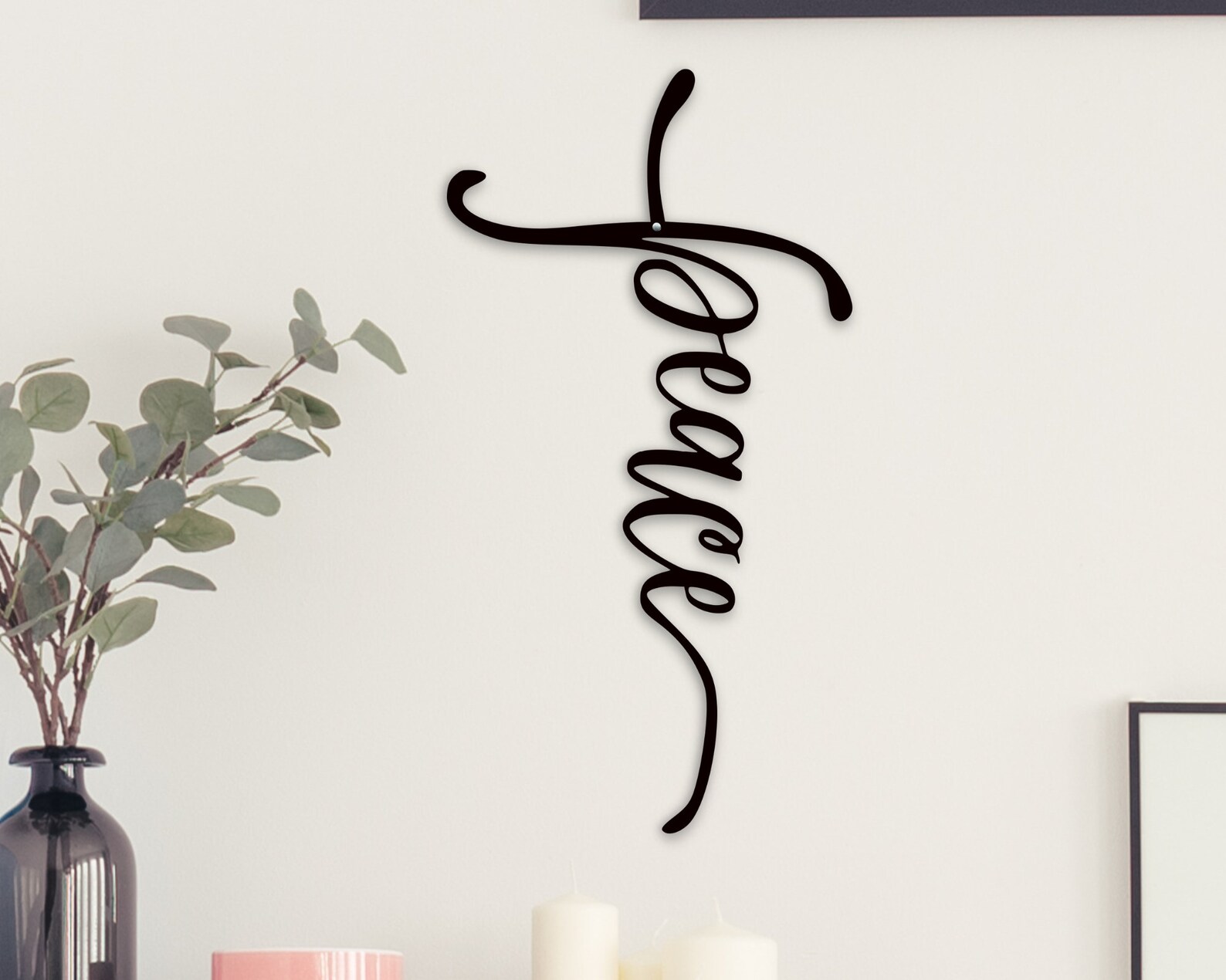 Peace Cross Sign Metal Peace Cursive Word Peace Word for - Etsy