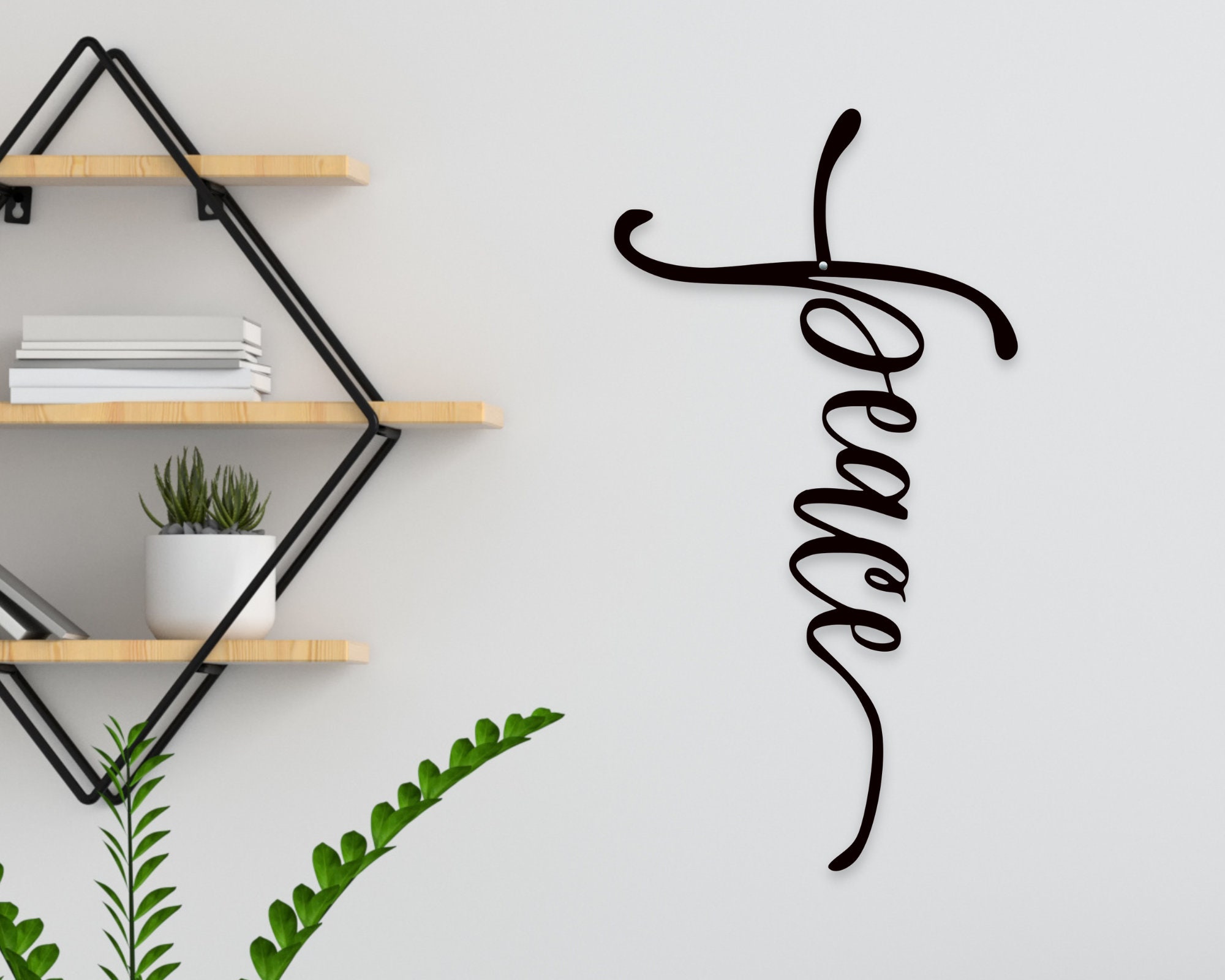 Peace Cross Sign Metal Peace Cursive Word Peace Word for - Etsy