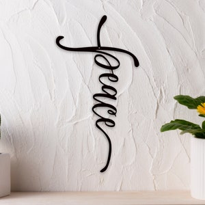 Peace Cross Sign Metal Peace Cursive Word Peace Word for - Etsy