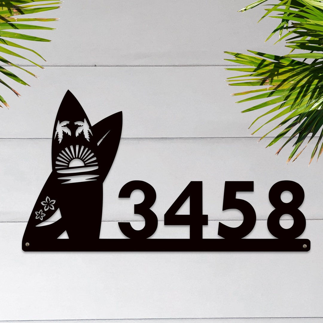 Customizable House Numbers Sign With Surfboards Beach - Etsy