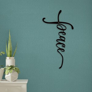 Peace Cross Sign Metal Peace Cursive Word Peace Word for - Etsy